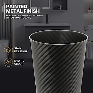 MoNiBloom 1.3 Gallon Small Waste Basket Office Bathroom Bedroom Garbage Container Bin Slim Metal Round Recycling Open Top 5-Liter Wastebasket Home Living Laundry Room Dorm Under Desk (Black, 2-Pack)