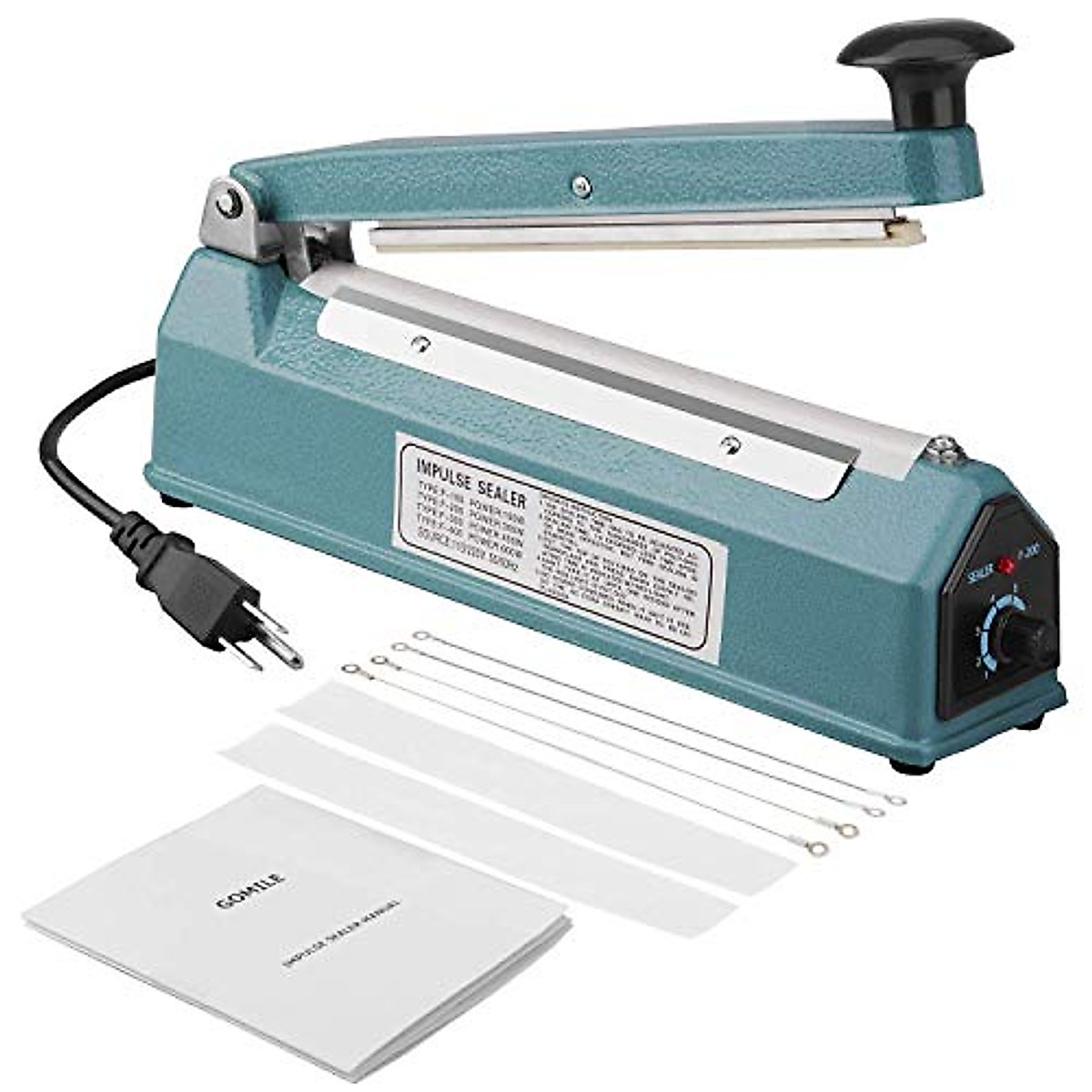 Impulse Sealer, 8 inch Handheld Impulse Bag Heat Sealer Packaging Machine for Self Sealing Plastic Poly Cellophane Mylar Shrink Wrap Clip Bags