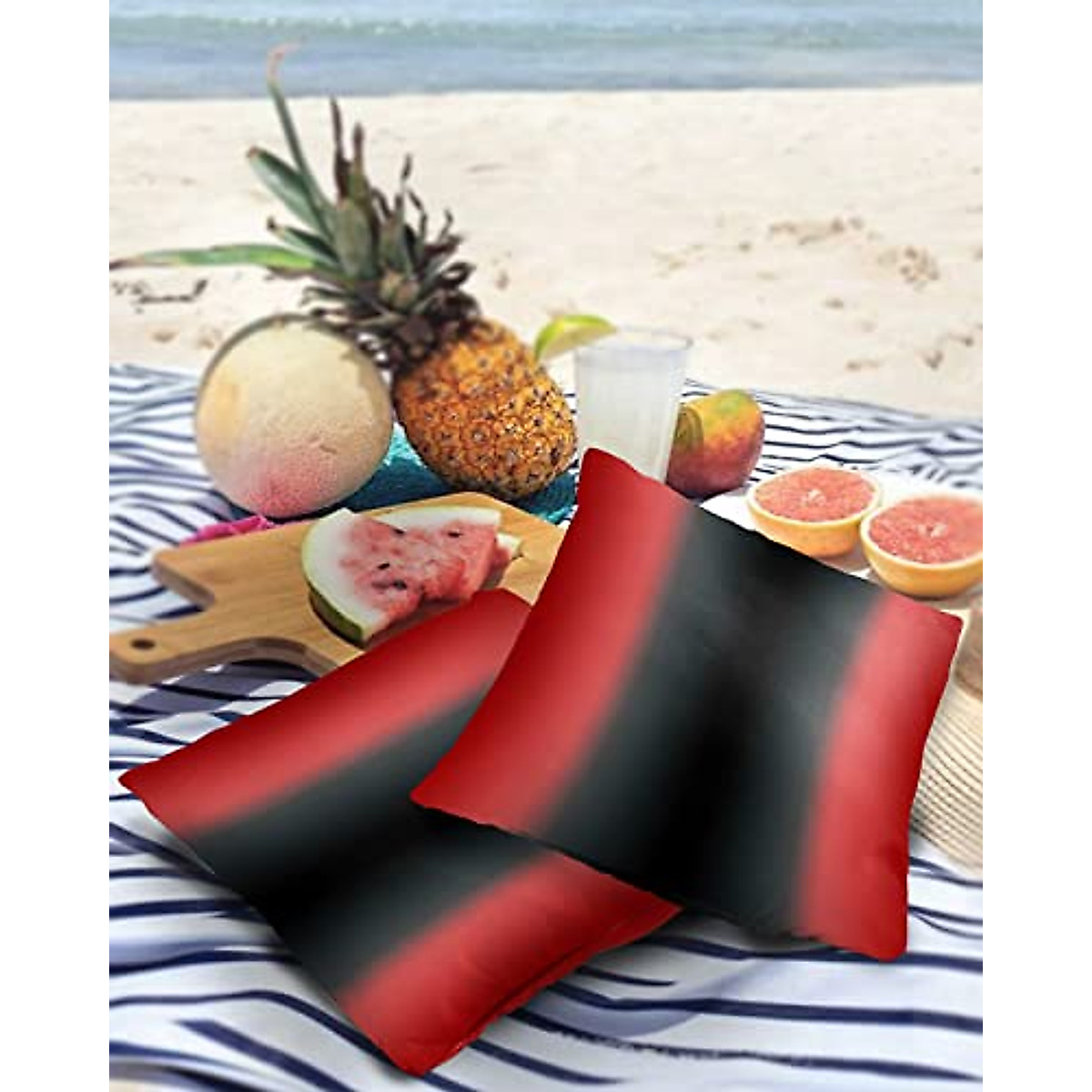 Litter Star Outdoor Throw Pillow Covers Waterproof Pillow Cases 16x16 Red to Black Gradient Ombre Decorative Pillow Covers Cushion Cases for Couch Sofa Patio Garden 2 Pack Merry Christmas Theme