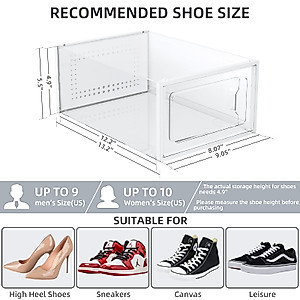 Elechomes Shoe Boxes Clear Plastic Stackable, 18 Pack Premium Shoe Organizer Storage for Closet Space Saving Foldable Shoe Rack Containers, Sneaker Display Case Holder Shoe Bin for Entryway Drawers