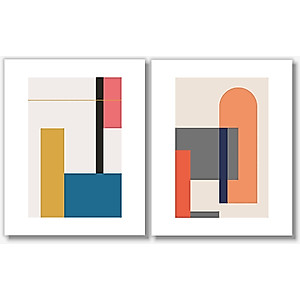 Mid Century Contemporary Wall Art - Modern Abstract Prints - (Set of 6) – 8x10 - Unframed - Minimalism Décor