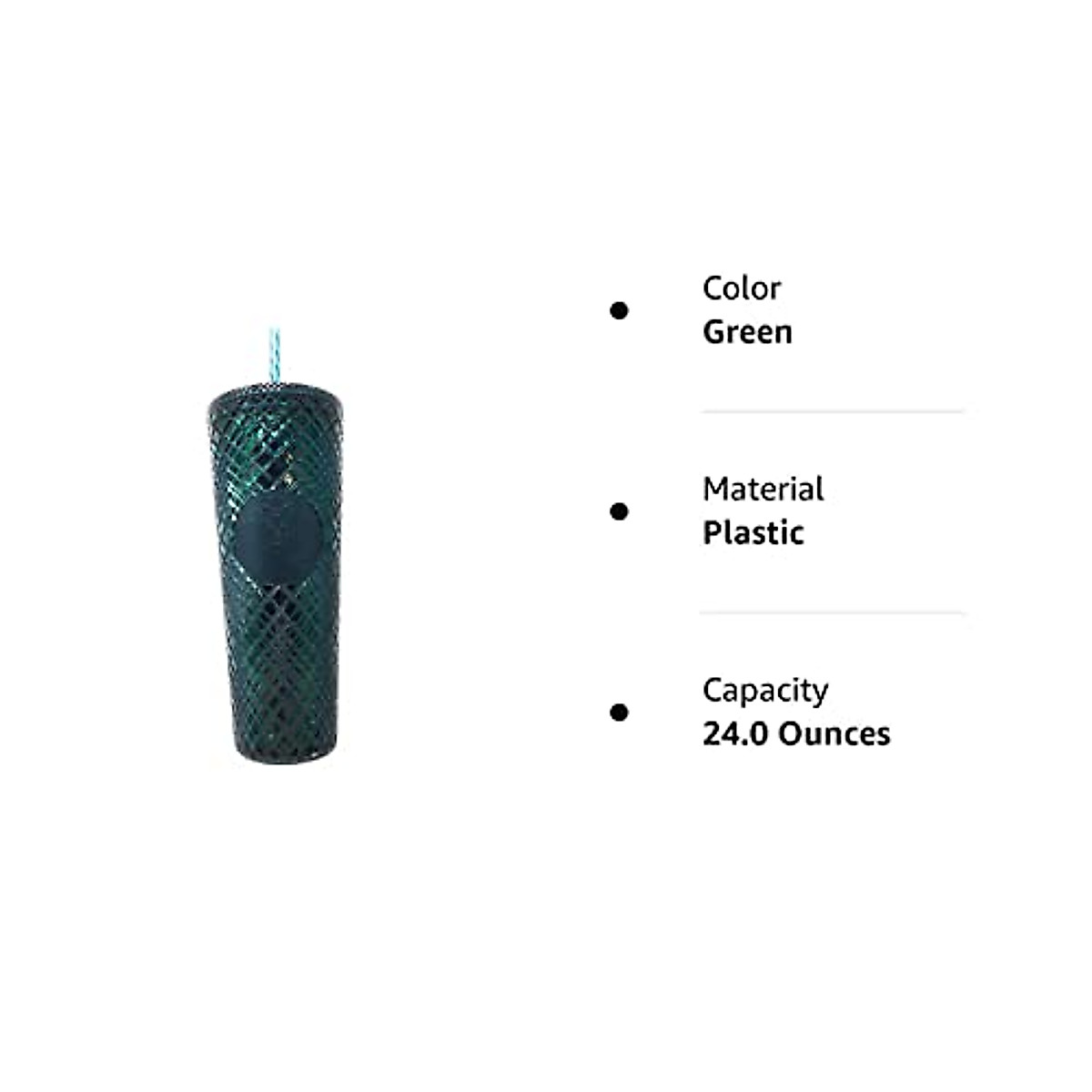 Starbucks Emerald Green Jeweled Tumbler Cold Cup 24oz Tumbler with Straw