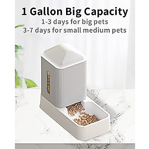 BNOSDM Automatic Cat Feeder for Indoor Cats Gravity Feeders ＆ Waterer Set Dogs Food and Water Dispenser Pet Feeding Bowl 3.5L /1 Gallons for Small Medium Big Dog Pets Puppy Kitten Gray