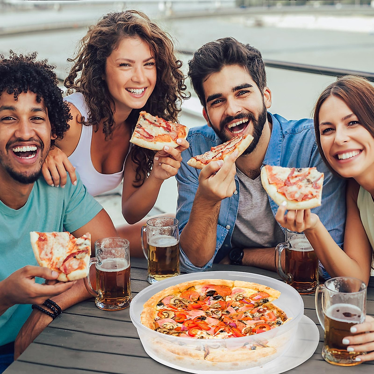 Aufind 12" 2 Pack Pie Carrier with Lid and Insulated Food Carrying Case Bag, Reusable Food Storage Containers for Pies, Cheesecake, Pizza, Nuts Fruit Perfect Gifts