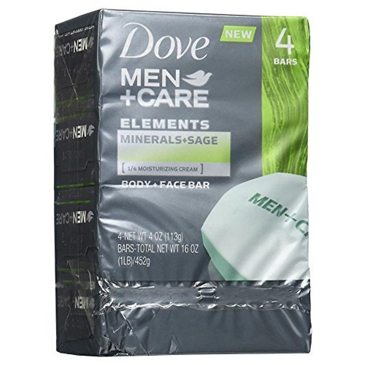 Dove Men+Care Elements Bar Minerals and Sage, 4 Ounce, 4 bars