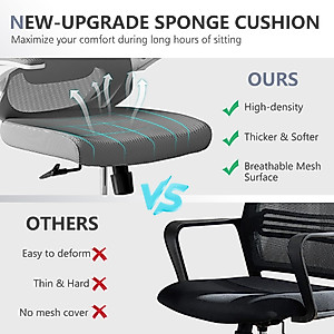 Office Chair with 350LBS Capacity, Ergonomic Comfort Home Desk Chair, Mid Back Gaming Chair with Wheels, Adjustable Height, Lumbar Support, Flip-up Armrest