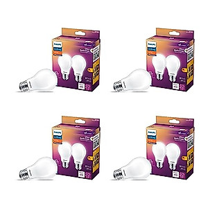 Philips LED Flicker-Free Frosted Dimmable A19 Light Bulb - EyeComfort Technology - 800 Lumen - Soft White (2700K) - 8W=60W - E26 Base - Title 20 Certified - Ultra Definition - Indoor - 8-Pack
