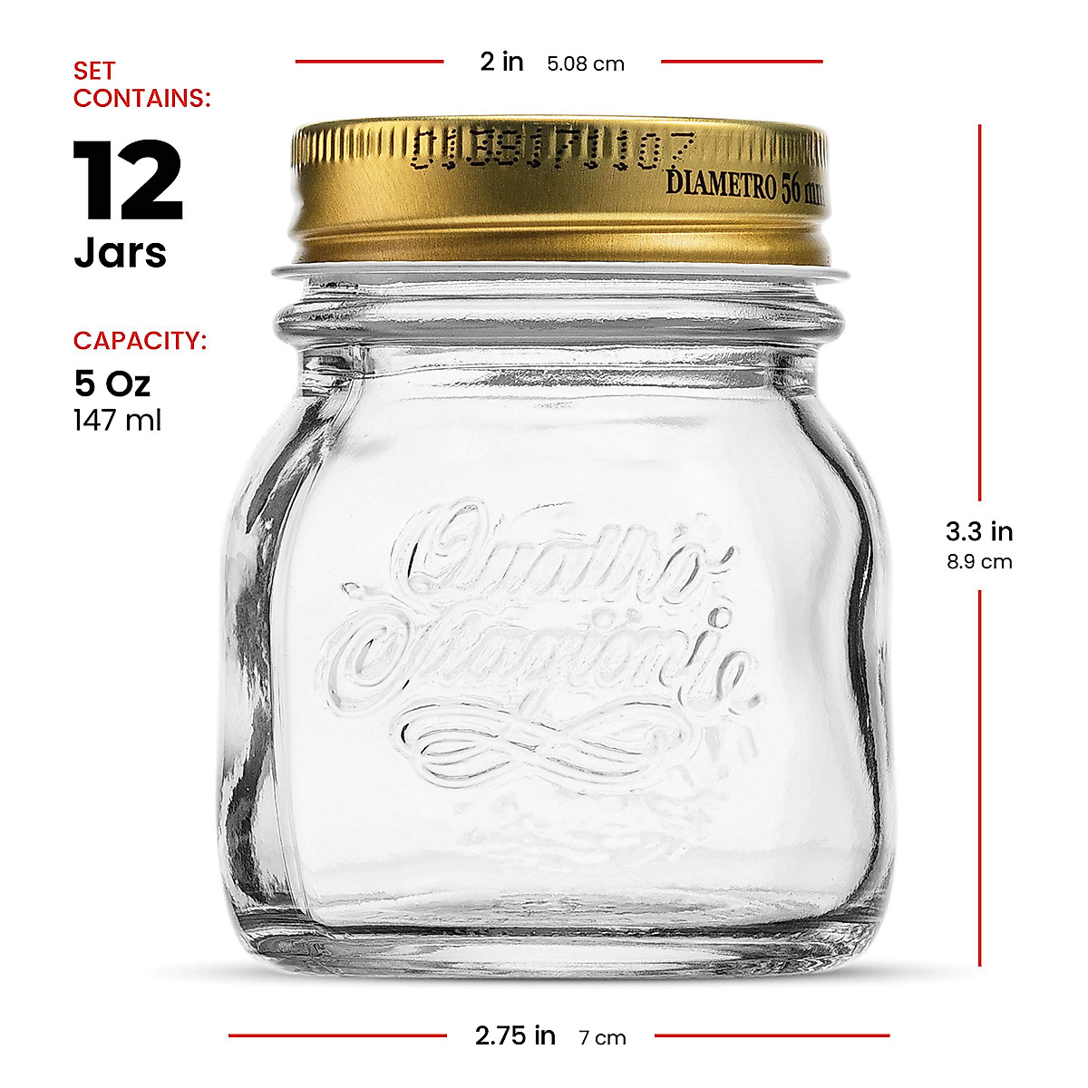 Bormioli Rocco naaa Rocco Quattro Stagioni Small Glass Mason 5 Ounce Mini Jars (12-Pack), 12 Pack