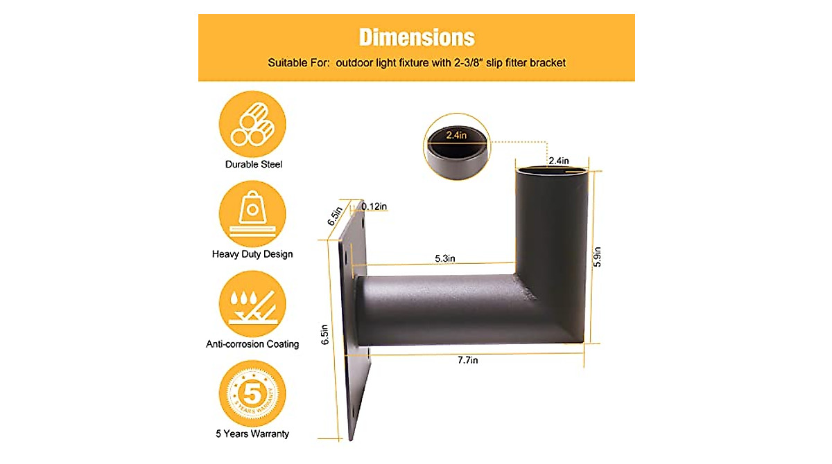 JC-LGL 90 Degree Wall Mount Bracket for Outdoor Lights