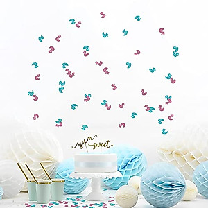 Labakita 100 Pcs Duck Confetti for Tables, Baby Shower Gender Reveal Table Confetti, Waddle It Be/Boy or Girl Party Duck Confetti - Blue & Pink Glitter