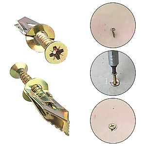 Manganese Steel Plasterboard Nail, Plasterboard Wall Fixing Plug, Self-Drilling Dowel Fixing Tools, Screws Nails Hollow Wall Expansion(12x30mm-10pcs)