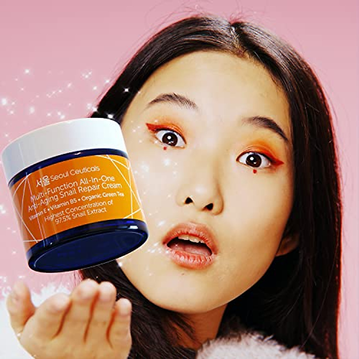 SeoulCeuticals Korean Skin Care 97.5% Snail Mucin Repair Cream - Korean Moisturizer Day Night Cream Snail Mucin Extract - All In One Recovery Power For The Most Effective K Beauty Routine 2oz