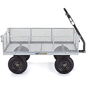Gorilla Carts GOR1001-COM Heavy-Duty Steel Utility Cart with Removable Sides, 1000-lbs. Capacity, Gray
