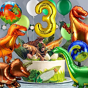 17 Pieces Dinosaur Balloons Dinosaur Party Balloons Dino Foil Aluminum Helium Balloons Giant Dinosaur Party Supplies for Birthday Baby Shower Jungle Theme Party Decorations (3rd Birthday)