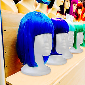 E ELAINFIA 3 Pack White Foam Display Mannequin Head - Portable Wig Display Stand Fashion Foam Mannequin Wig Stand Stable Round Base Suitable for Salon,display Hair, Hats and Hairpieces