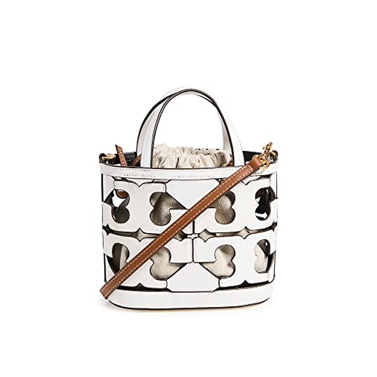 Tory Burch Women's Cutout Logo Mini Tote, New Cream, White, One Size