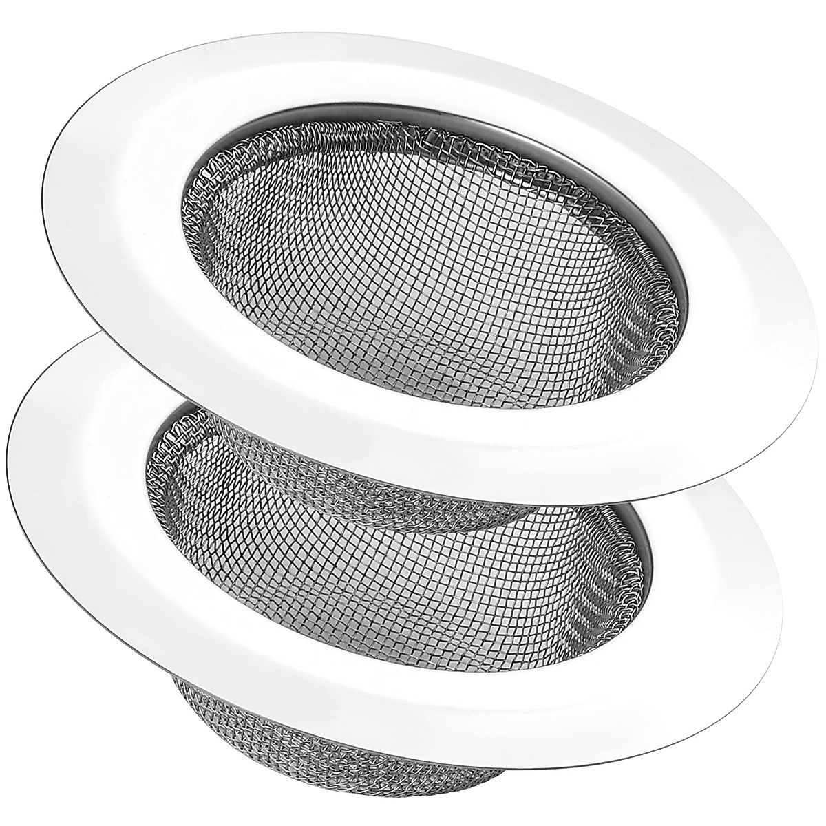 2Pcs Kitchen Sink Strainer, Stainless Steel Mesh Sink Drain Cover, Large Wide Rim 4.5" Diameter Sink Drain Strainer Basket Catcher