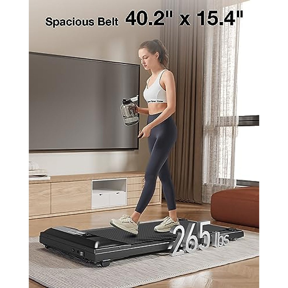 CURSOR FITNESS Under Desk Treadmill, 2 in 1 Walking Pad, 2.5 HP Quiet Brushless, 265 LBS Capacity for Home and Office Workout