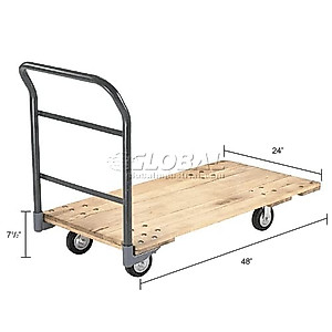 Global Industrial Platform Truck w/Hardwood Deck, 48 x 24, 1400 Lb. Capacity, 5" Rubber Casters