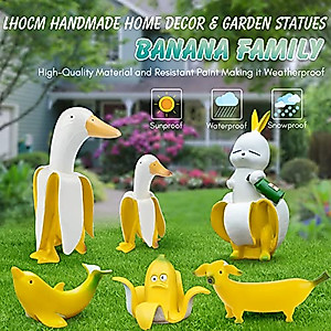 Lhocm Cute Banana Dog Garden Statues Figurines Ornaments, Creative Resin Garden Gnomes Funny Dog Statues for Home, Patio, Garden, Yard, Office, Outdoor Spring Decorations, Personalized Garden Gifts