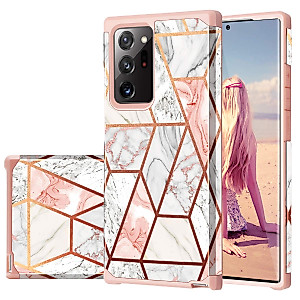 Fingic Galaxy Note 20 Ultra Case, Samsung Note 20 Ultra Case Rose Gold Marble Design Shiny Glitter Bumper Hybrid Hard PC Soft Rubber Silicone Cover Anti-Scratch Shockproof Protective Case 6.9" 2020
