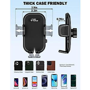 JOYTUTUS Phone Holder Car Vent Phone Mount, Never Blocking Air Vent with Extension Clip, 2 in 1 Car Phone Holder Mount for Car, Adjustable Cell Phone Holder Car, Fit iPhone Samsung All Smartphones