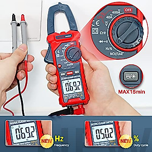 AstroAI Digital Clamp Meter Multimeter 4000 Counts Auto-ranging Amp Tester Measuring AC/DC Voltage & Current, Resistance, Capacitance, Frequency, Continuity, Live Wire Test, NCV Detection