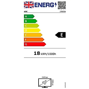 AOC 27B2DA 27 inch IPS Monitor - Full HD 1080p, 4ms Response, Built In Speakers, HDMI, DVI