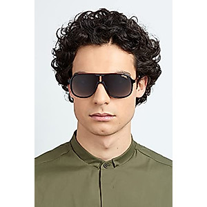 Carrera Modern Rectangular Sunglasses, Black (Black), 62