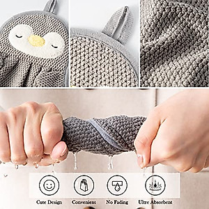 BATTILO HOME 6 Pack Cute Kids Hand Towels with Hanging Loop, Toddler Hanging Hand Towels Microfiber Hand Towels for Bathroom Kitchen Home