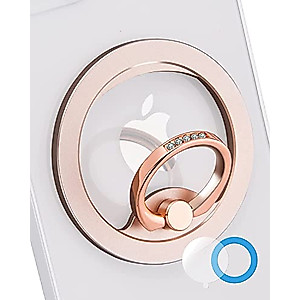 Magnetic Phone Grip (MagGo) Removable Phone Holder Stand Adjustable Finger Ring Grip Compatible with Magsafe for All Smartphone/Case (Rose Gold)
