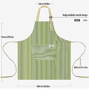 NLUS 2 Pack Waterproof Cooking Apron for Women with Pocket Adjustable Chef Aprons for Kitchen, Cooking, Baking, BBQ, Grill(Blue/Green)