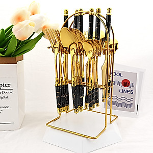 Snplowum 1 Pcs Gold Stainless Steel Cutlery Stand, Holds 24pcs Silverware Cutlery, Hanging Flatware Storage rack, 8.82oz