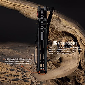 ARTISANCUTLERY Tactical Knife Proponent Subsize (1820PS) D2 Steel Black PVD Blade Black G10 Handle Pocket Knife Folding Knife EDC Knife