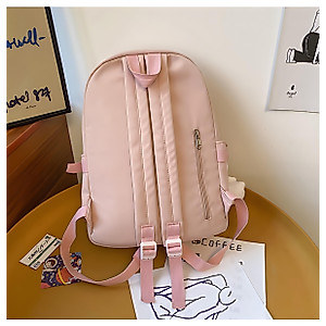 TULDYS Kawaii Backpack with Cute Accessories Aesthetics Bookbag (Pink)