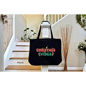 Women Christmas Bag, Christmas Vibes Tote Bag, Tote Bag Aesthetic, Holiday Gift Bag, Christmas Family Gift Bags, Customized Christmas Bag