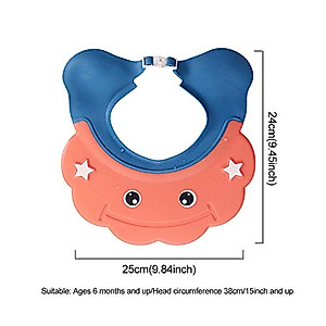 Denpetec Baby Shower Cap,Adjustable Bath Silicone Shower Cap for Kids,Large Hair Washing Hat for Toddlers