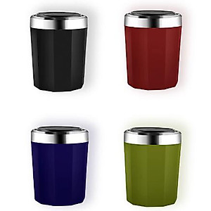 Surakey Car Ashtray Portable Automatic Ashtray with Lid LED Lights Creative Metal Liner Mini Car Trash Can Detachable Windproof Car Multifunctional Smokeless Ashtray for Outdoor Travel (Green)