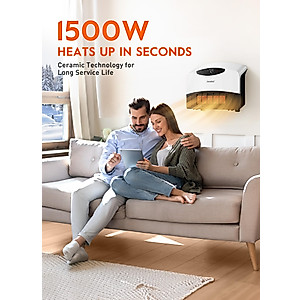 GiveBest Electric Wall Heater with WiFi and Remote Control, Floor or Wall Mounted Heater, Large Room Coverage, 3 Heating Modes, 1500W Fast Heating Space with Thermostat for Indoor Room Use