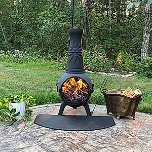 Sun Fire Outdoor Chiminea Fireplace by The Blue Rooster - Rust-Free Cast Aluminum Deck or Patio Firepit