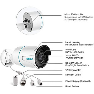 Reolink 5MP PoE Security Camera System Bundle, 16pcs 5MP Smart Human/Vehicle Detection PoE Cameras, a 16CH NVR Pre-Installed with 4TB HDD(Include 8 x 18M Cat5 Cable)