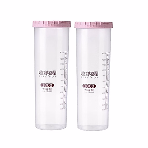 FSHAN Kitchen Jars Airtight Food Storage Containers with Lids 1.8L Pasta Cereal Containers Tall Clear Spaghetti Pasta Storage Container Set Useful Container Set (Color : 2pcs Pink)