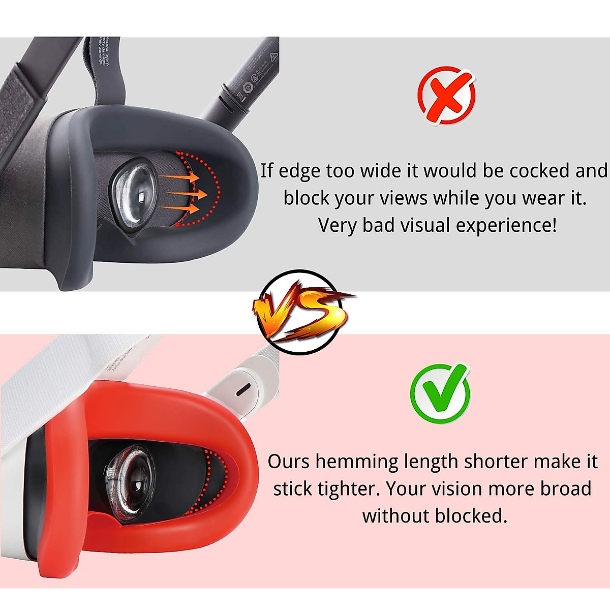 VR Face Silicone Cover Mask Combo with Protective Lens Cover for Quest 2 Headset Face Pad Cushion Accessories Set Sweatproof Lightproof by X-super Home (Red, Oculus Quest 2)