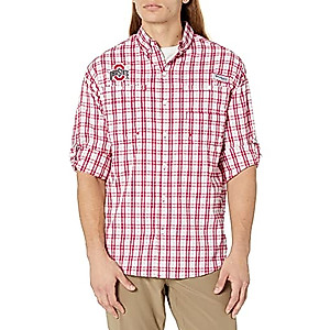 Columbia Men's Collegiate Super Tamiami Long Sleeve Shirt, OS-Intense Red Gameday Plaid, XX-Large
