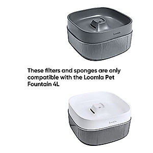 Loomla 4 Pack Replacement Filters & 2 Pack Replacement Pre-Filter Sponges for 135oz/4L Automatic Dog Water Bowl Dispenser Cat Water Fountain (VC1460)