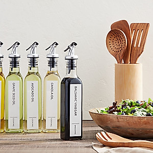 Talented Kitchen 132 Preprinted Minimalist Oil Labels for Bottles, Condiments Labels, Oils and Vinegars Dispenser Stickers, Pantry Labels for Oil Bottles Organization