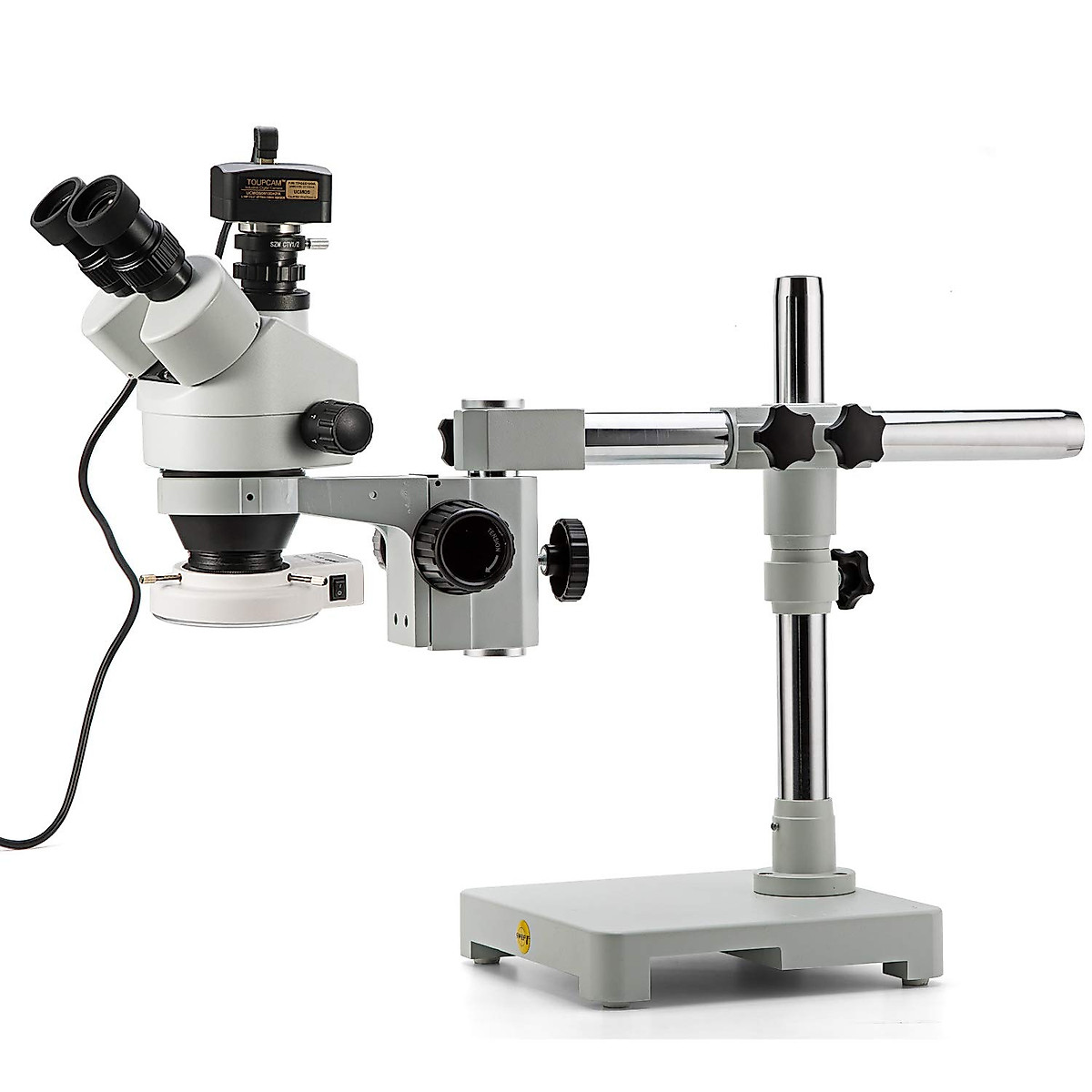 SWIFT S7 7X-45X Trinocular Stereo Microscope with Wide-Field 10X Eyepieces,0.7X-4.5X Zoom Objective Lens, Single-Arm Boom Stand, and 56-Bulb LED Ring Light