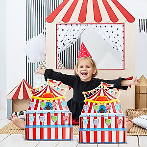 2 Pack Circus Tent Shaped Lollipop Stand 2 Tier Circus Lollipop Candy Stand 48 Suckers Dessert Table Display Set Carnival Theme Tent Design for Circus Birthday Party Favor Decoration Supplies