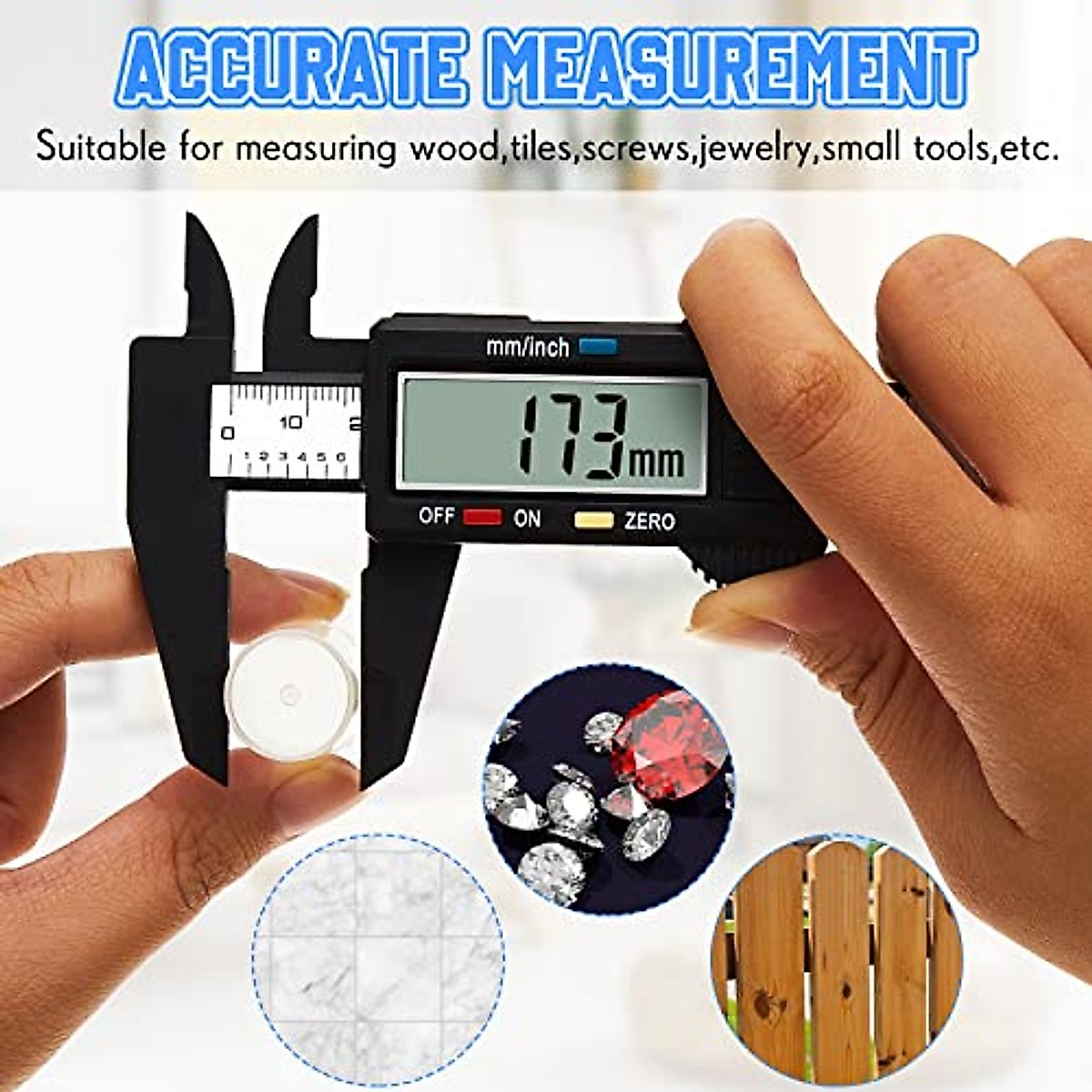 5 Pcs Digital Caliper 0 - 6 Inch Calipers Measuring Tool Electronic Digital Vernier Caliper with Large LCD Screen Shutdown Function, Reset Function, Inch and Millimeter Conversion