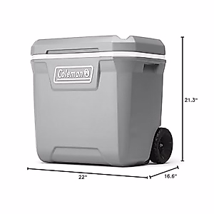 Coleman Classic Series Insulated Portable Wheeled Cooler, Leak-Resistant Outdoor Hard Cooler Keeps Ice up to 5 Days, 65-Quart